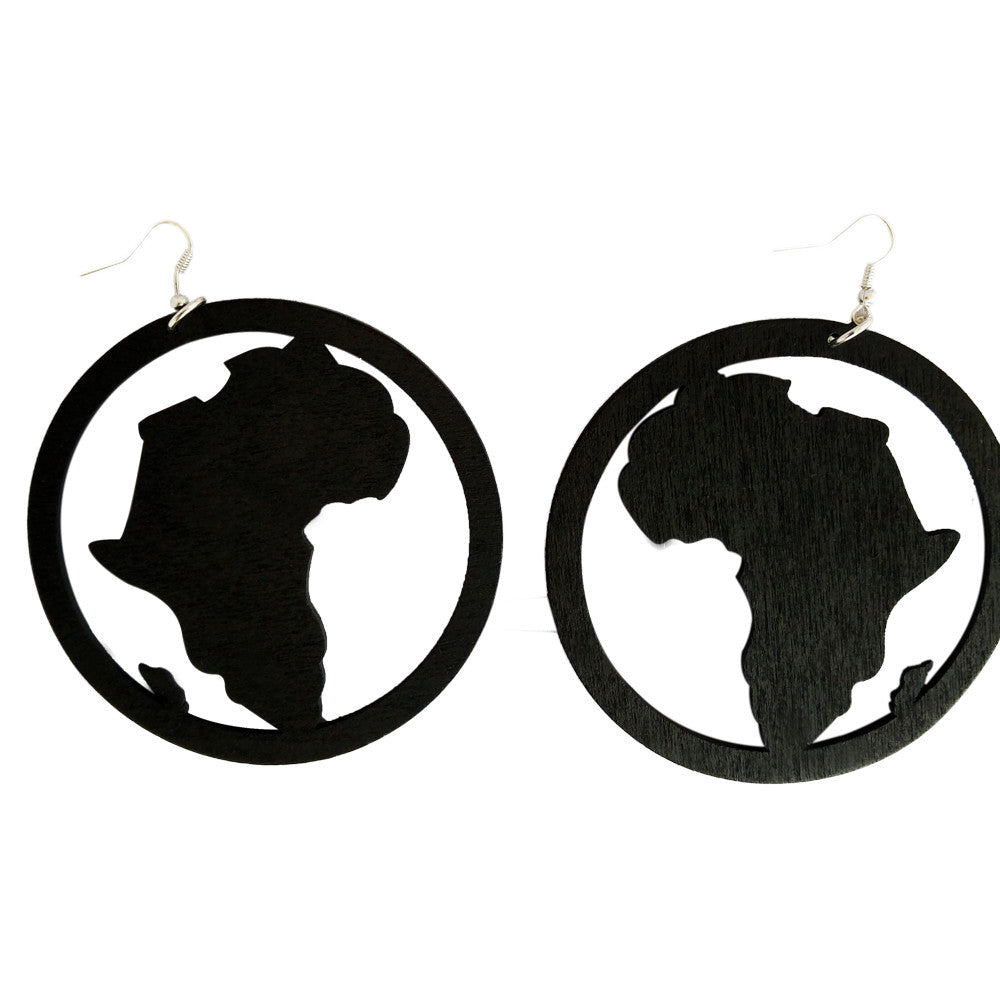 Wooden Map of Africa Hoop Earrings | Africa shaped earrings ...