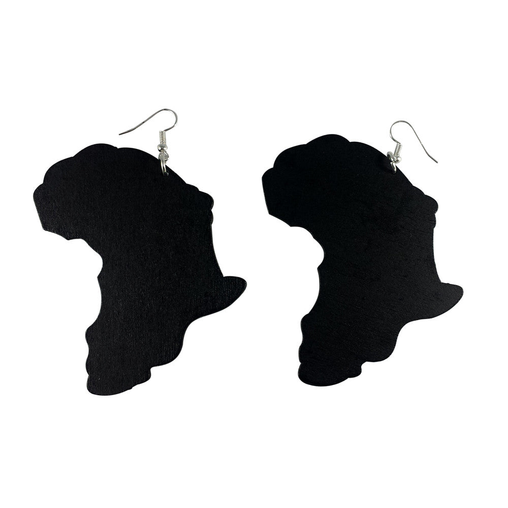 Africa Shaped Earrings - wooden - 6 colors | Afrocentric earrings ...