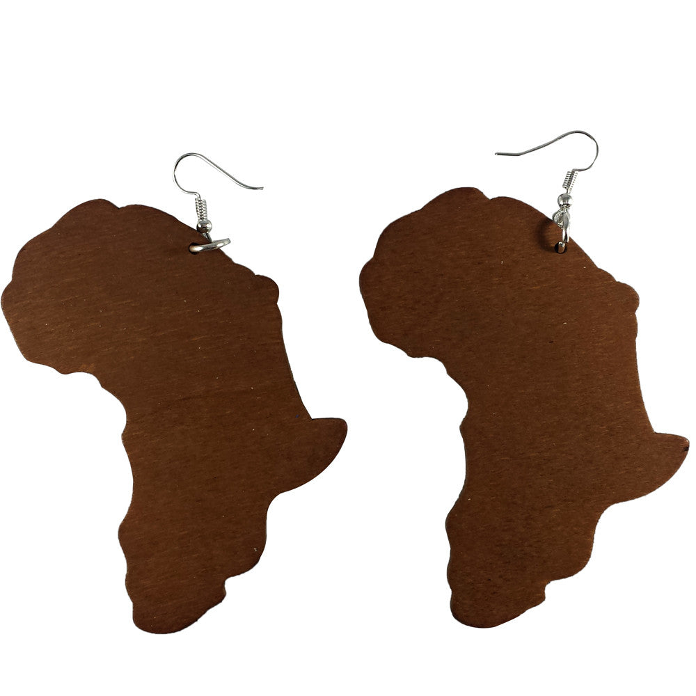 Africa Shaped Earrings - wooden - 6 colors | Afrocentric earrings ...