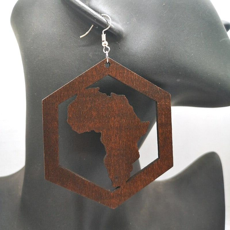 Africa within Hexagon earrings (3 colors) | Africa shaped | African ...