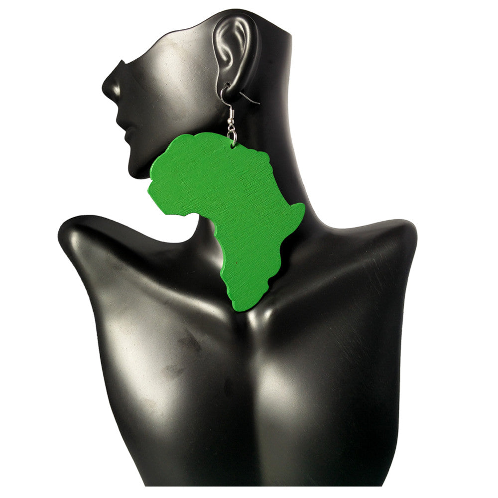 Africa Shaped Earrings - wooden - 6 colors | Afrocentric earrings ...