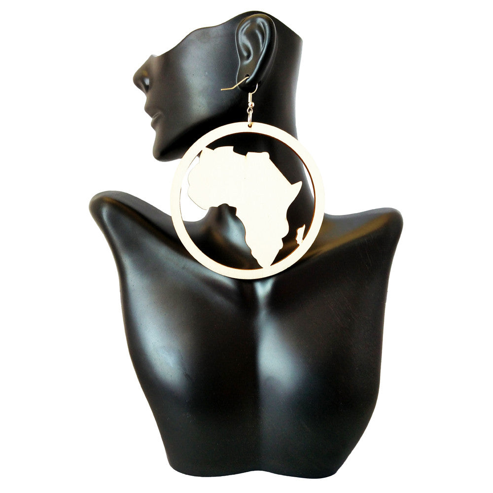 Wooden Map of Africa Hoop Earrings | Africa shaped earrings ...